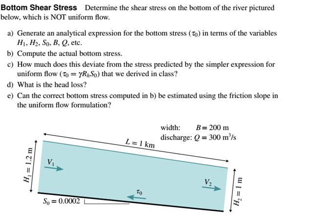 Solved Bottom Shear Stress Determine the shear stress on the | Chegg.com