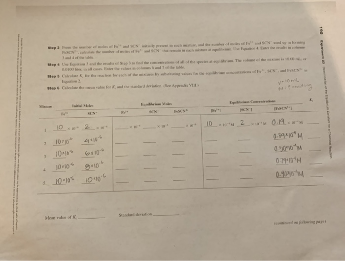 Name Section Experiment 23 Data and Calculations: | Chegg.com
