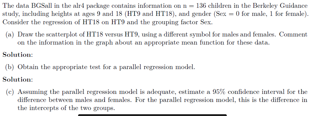 Solved The data BGSall in the alr4 package contains | Chegg.com