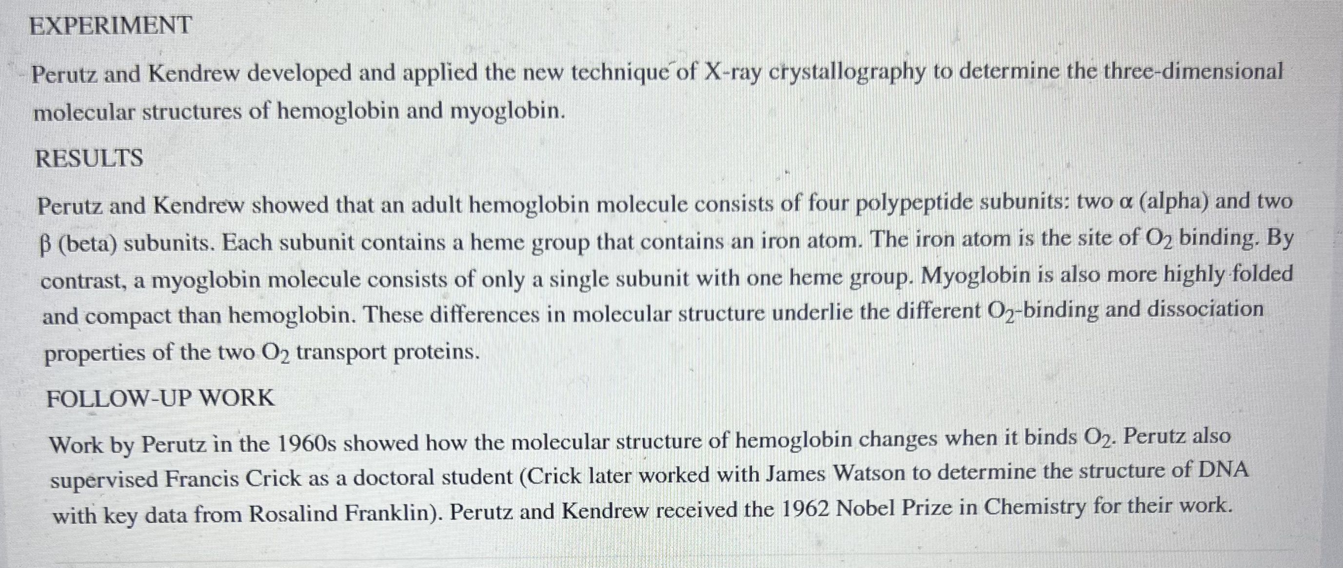 Solved In the 1950s, the Austrian scientist Max Perutz | Chegg.com