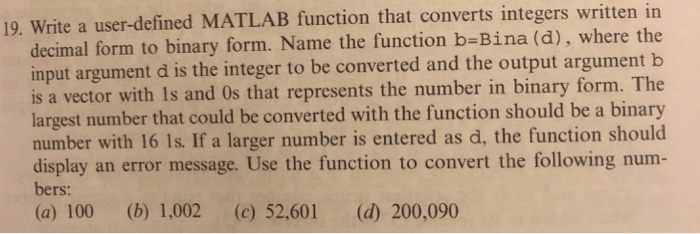 Solved 19 Write A User Defined Matlab Function That