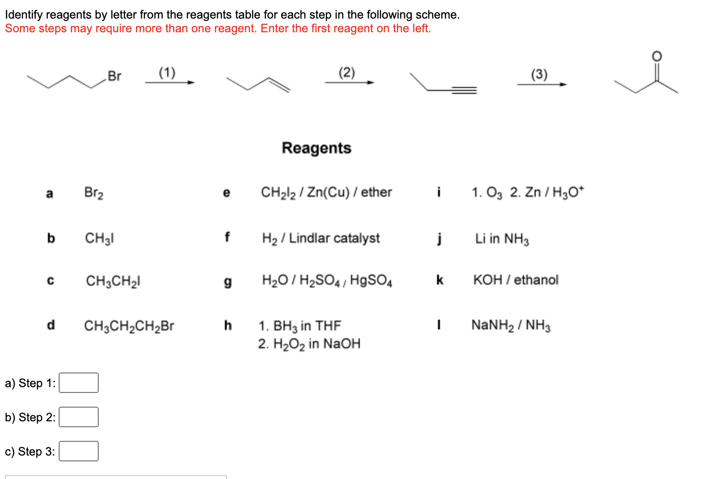 Solved Identify reagents by letter from the reagents table | Chegg.com Solved Identify reagents by letter from the reagents table | Chegg.com