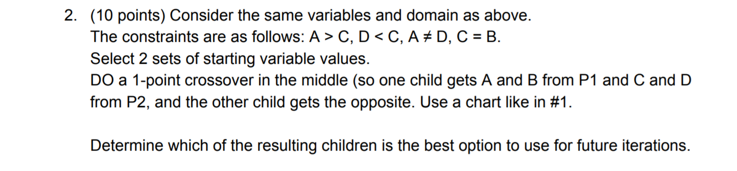 1. (10 pts) Consider a problem with four variables, | Chegg.com