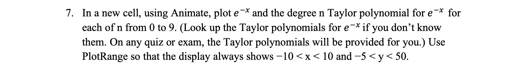 Using Mathematica, 7.In a new cell, using Animate, | Chegg.com