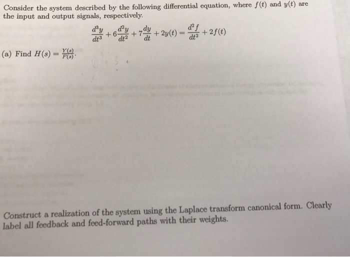 Solved Consider the system described by the following | Chegg.com