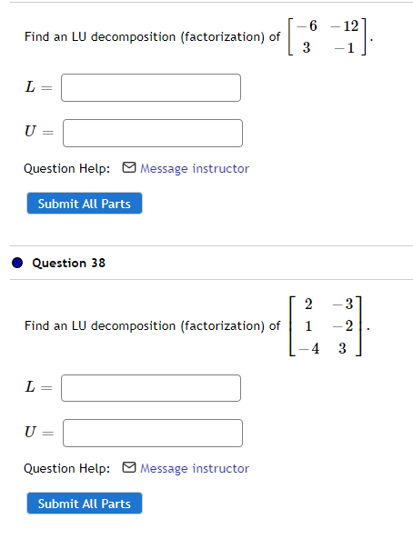 Solved Find an LU decomposition (factorization) of | Chegg.com