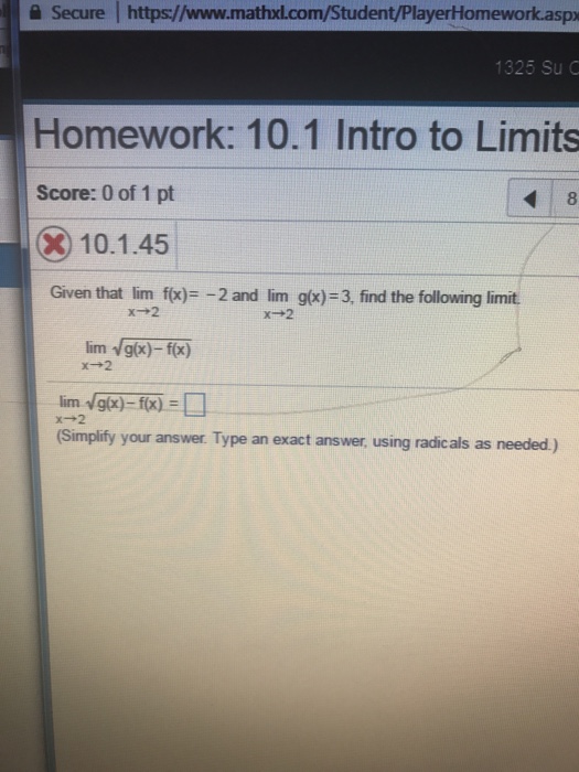 Solved Given that lim_x rightarrow 2 f (x) = - 2 and lim_x | Chegg.com