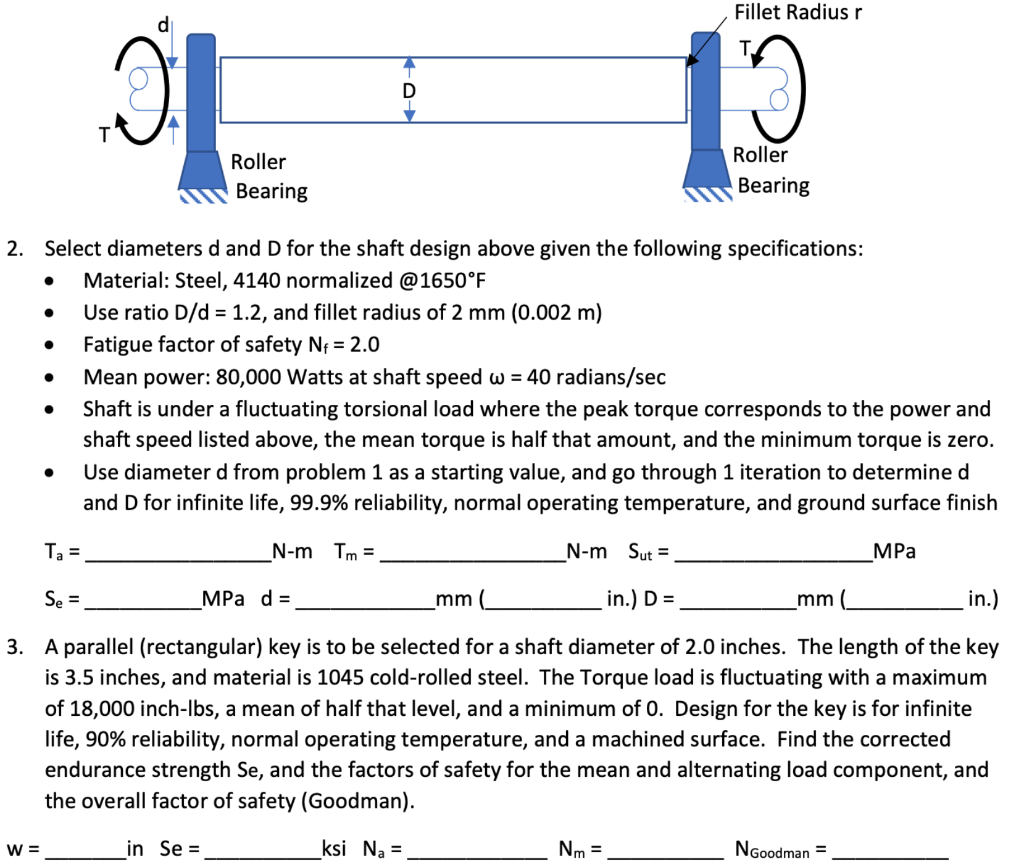 Solved Fillet Radius r O Roller Bearing Roller Bearing . 2. | Chegg.com