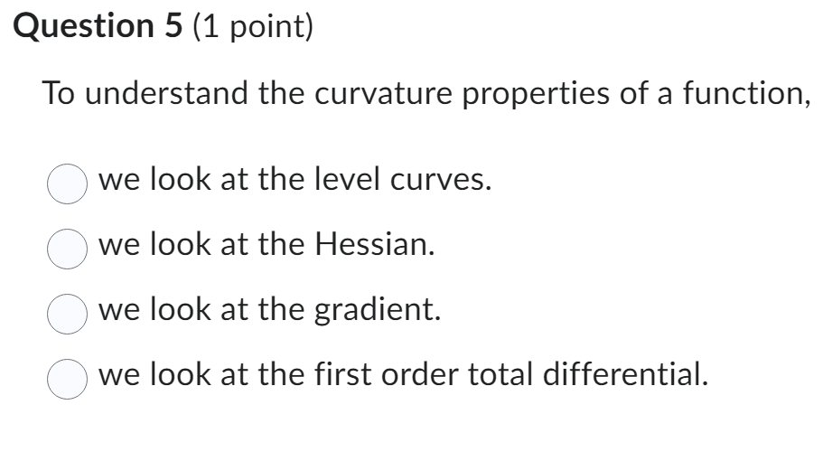 Solved Question 5 (1 ﻿point)To understand the curvature | Chegg.com