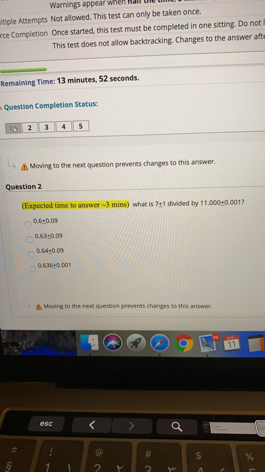 Solved Warnings appear whe ultiple Attempts Not allowed. | Chegg.com