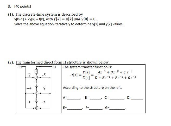 Solved (1). The discrete-time system is described by | Chegg.com