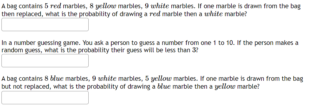 Solved A bag contains 5 red marbles, 8 yellow marbles, 9 | Chegg.com