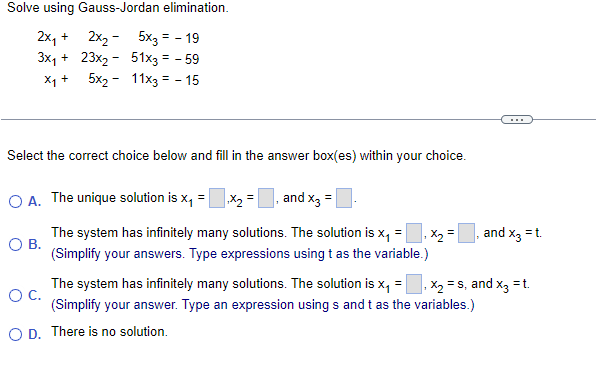 Solved Solve using Gauss-Jordan elimination. | Chegg.com