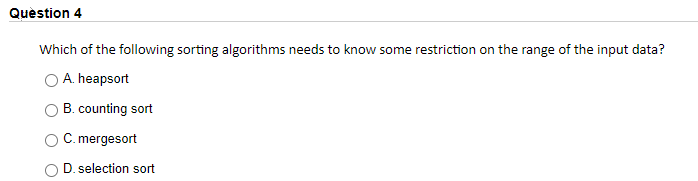 Solved Question 4 Which of the following sorting algorithms | Chegg.com