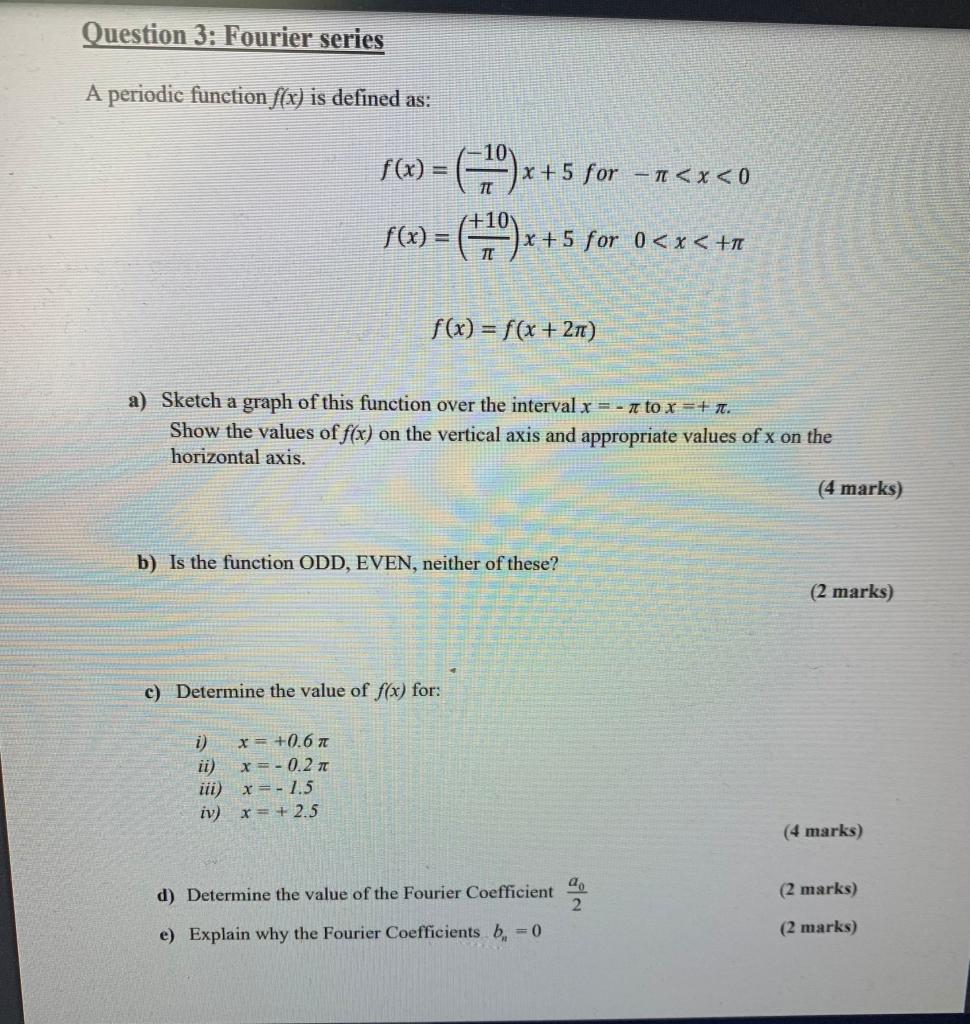 Solved A periodic function f(x) is defined as: | Chegg.com