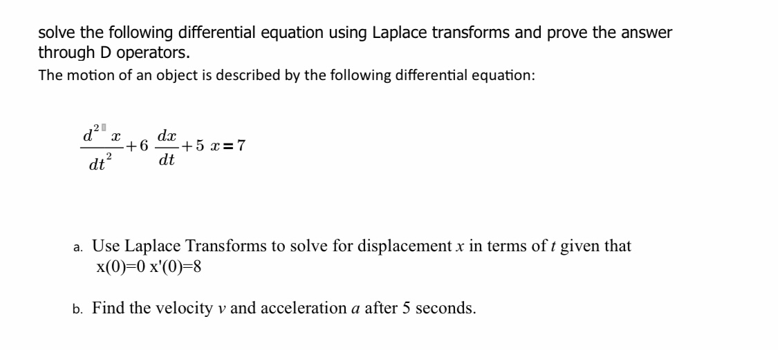 Solved Solve The Following Differential Equation Using 