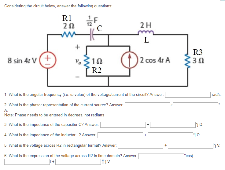 Solved Considering the circuit below, answer the following | Chegg.com