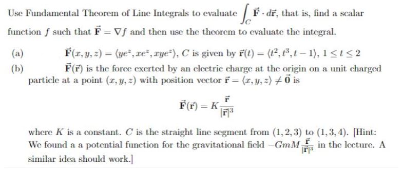 Solved Use Fundamental Theorem of Line Integrals to evaluate | Chegg.com