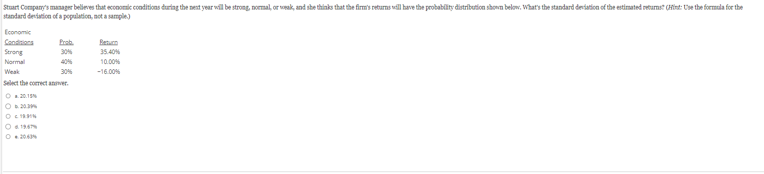 Solved Standard Deviation Of A Population Not A Sample
