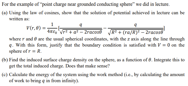 Solved For the example of "point charge near grounded | Chegg.com