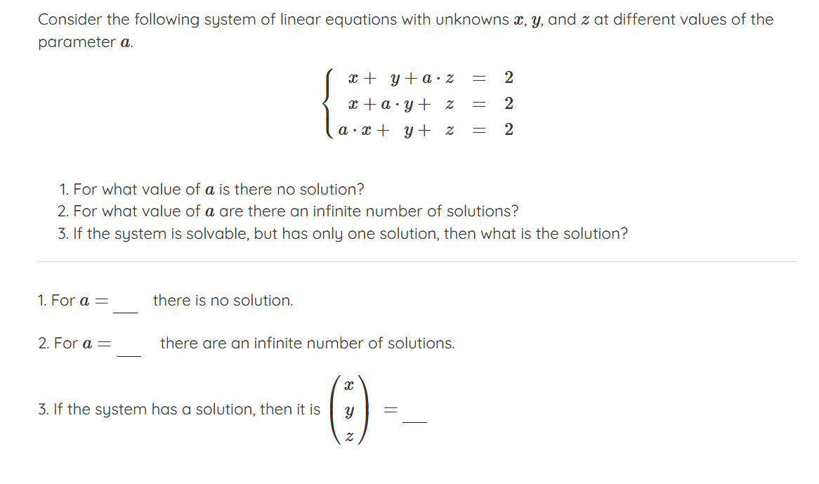 Solved Consider the following system of linear equations | Chegg.com