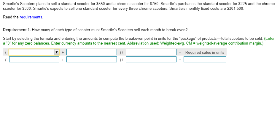 Solved Smartie's Scooters plans to sell a standard scooter | Chegg.com