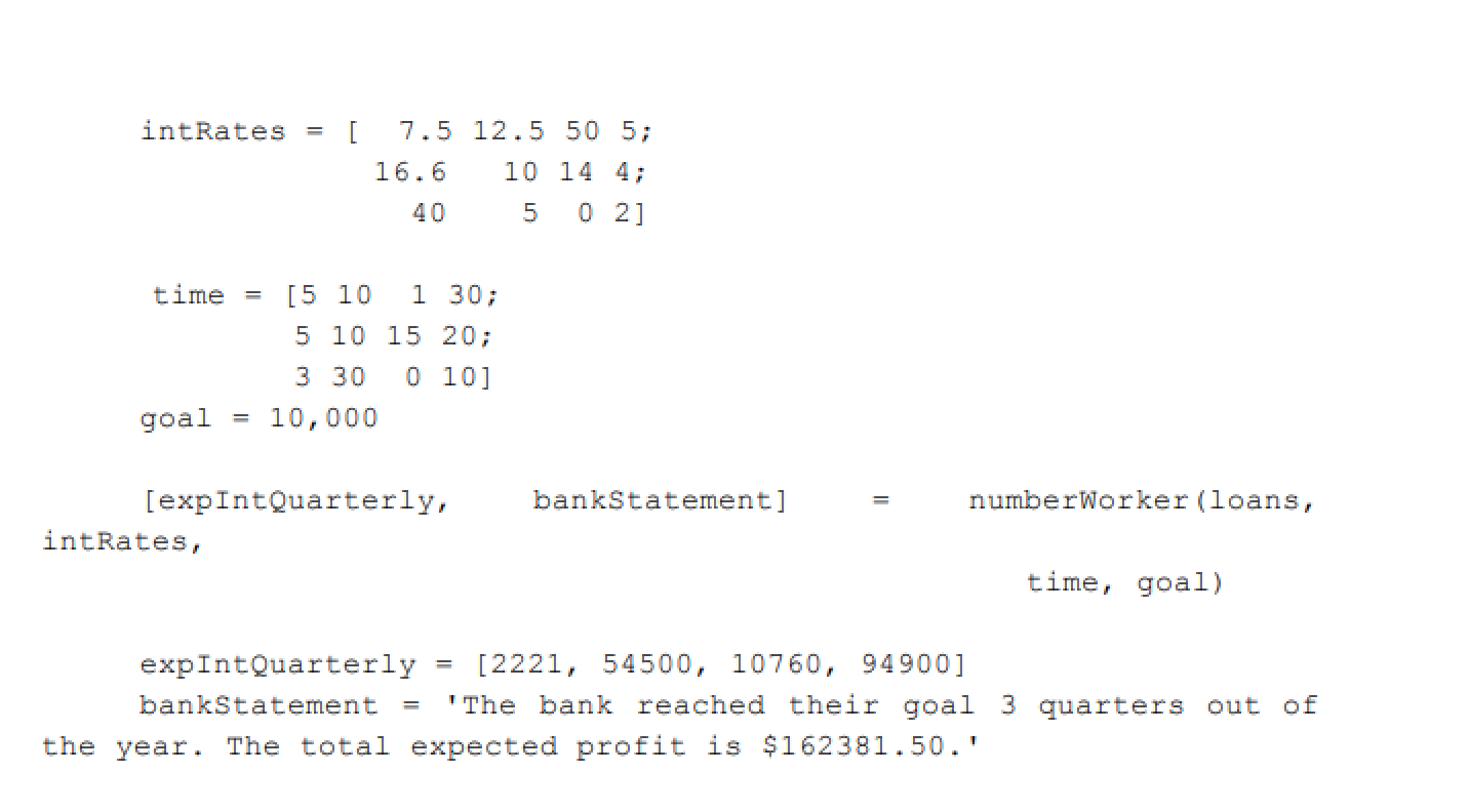 Solved Function Name: numberworker Inputs: 1. (double) Mx4 | Chegg.com