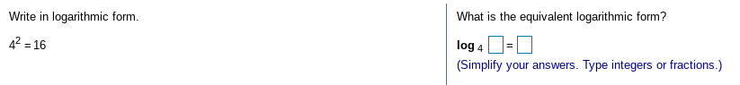 Solved Write in logarithmic form. 42 = 16 What is the | Chegg.com