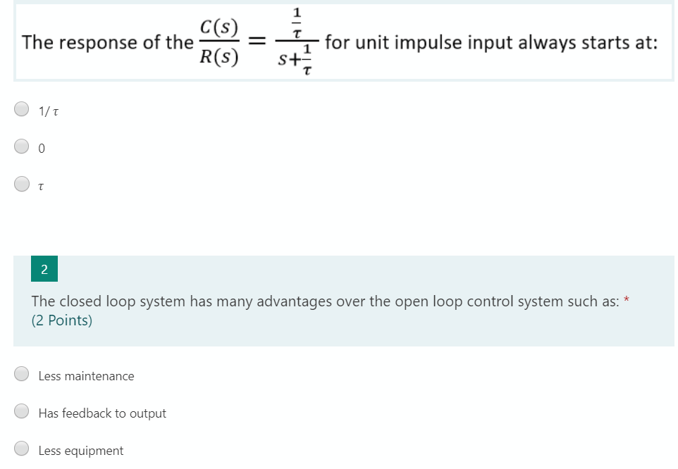 Solved C(s) The response of the R(s) = for unit impulse | Chegg.com