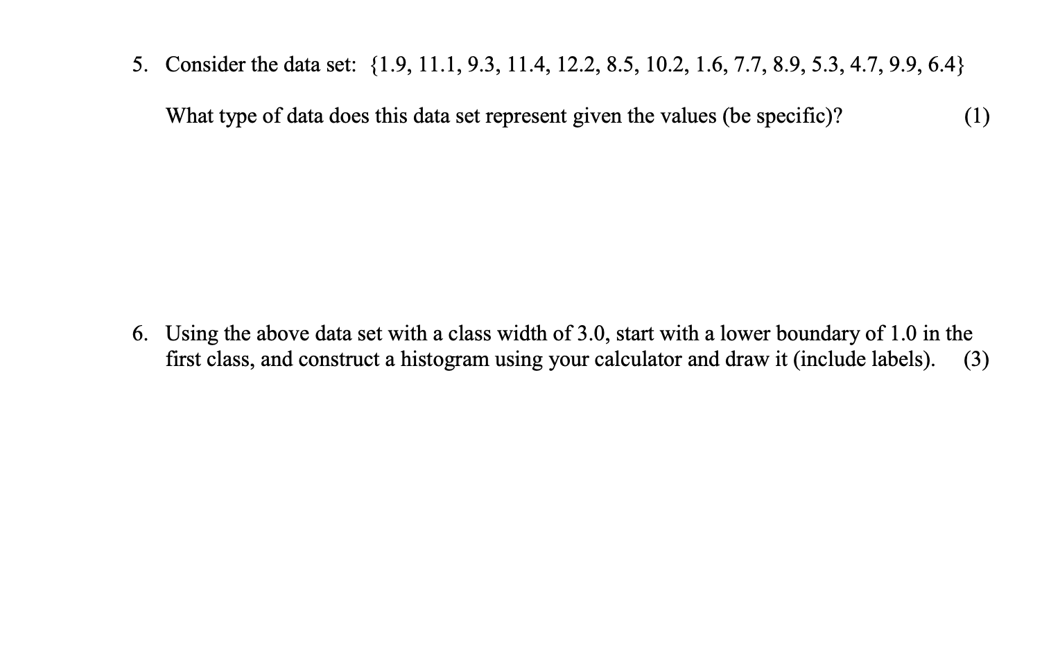 Solved 5. Consider the data set: | Chegg.com