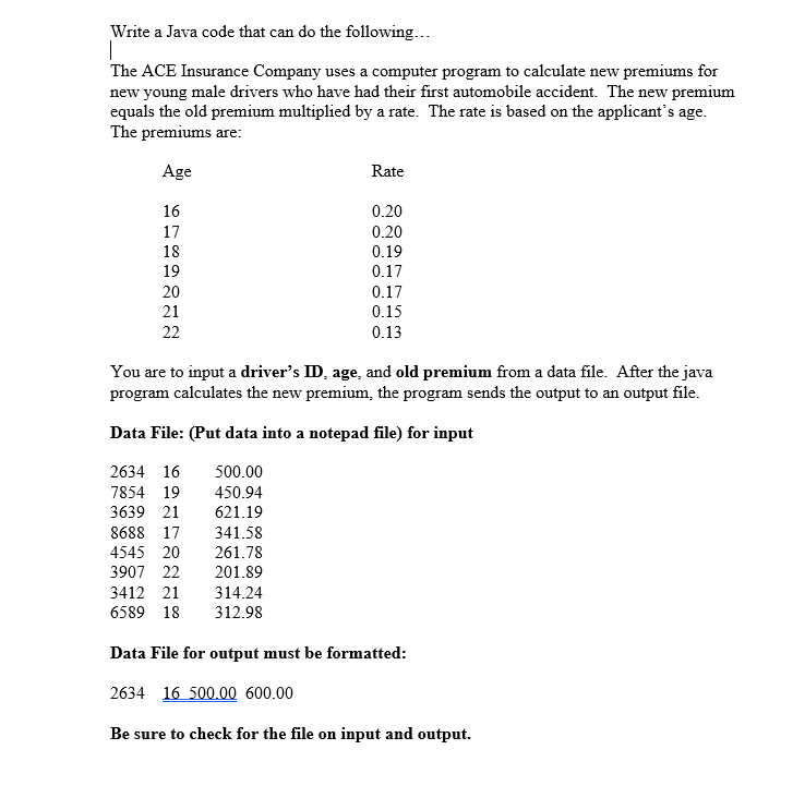 Solved Write a Java code that can do the following... 1 The | Chegg.com