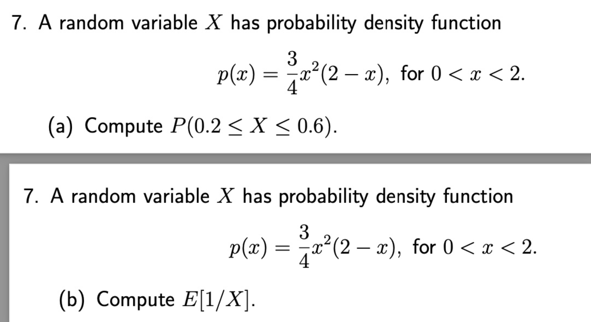 Solved A random variable x ﻿has probability density | Chegg.com