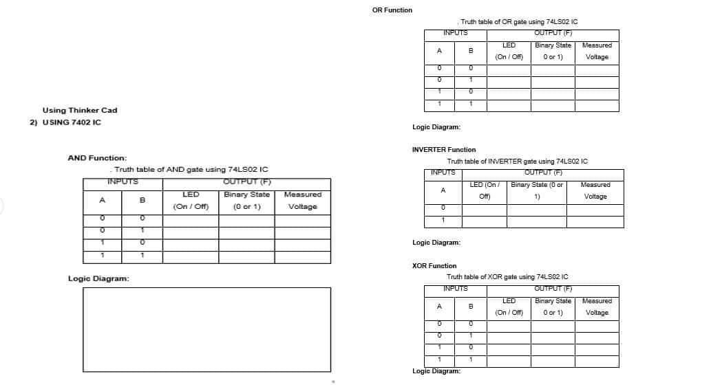Truth table of OP pate using 74LS02 IC Using Thinker | Chegg.com