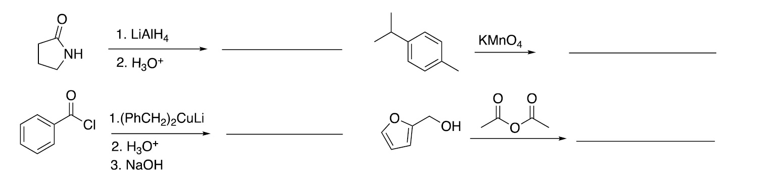 Solved 2. LiAlH4 KMnO4 1. (PhCH2)2CuLi 2. H3O+ 3. NaOH | Chegg.com