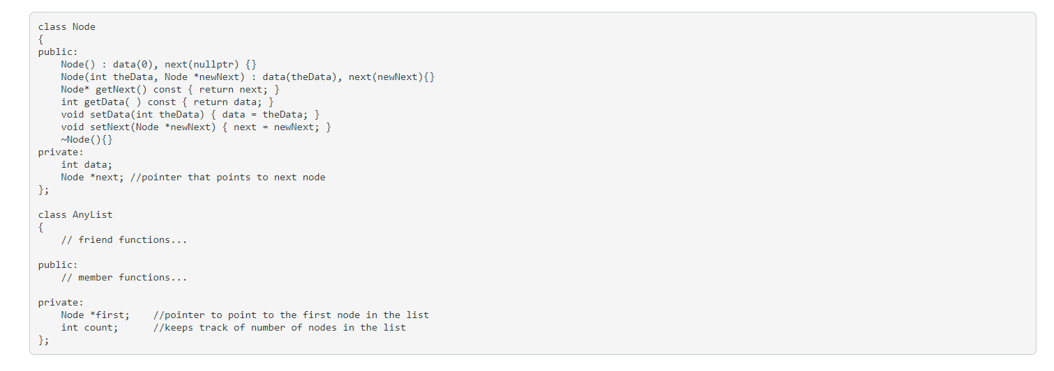 Solved class Node { public: Node() : data(0), next(nullptr) | Chegg.com