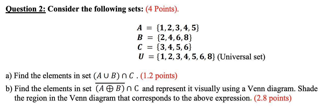Solved Consider the following sets: (4 | Chegg.com