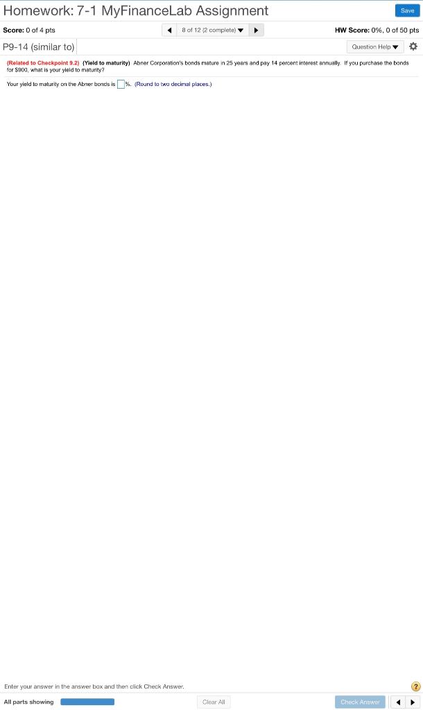 Solved Homework: 7-1 MyFinanceLab Assignment Save Score: 0 | Chegg.com