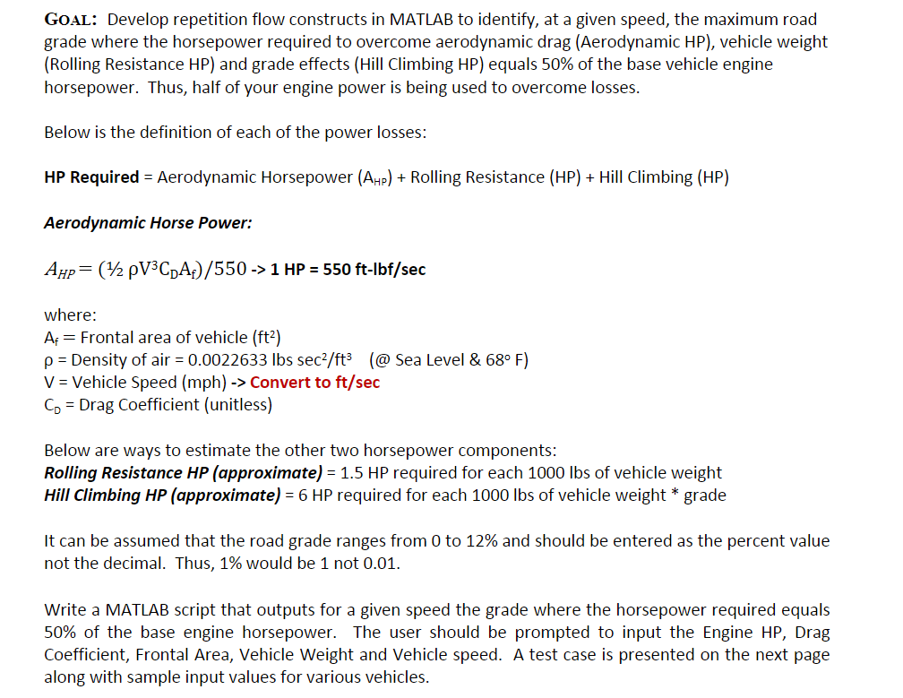 GOAL: Develop repetition flow constructs in MATLAB to | Chegg.com