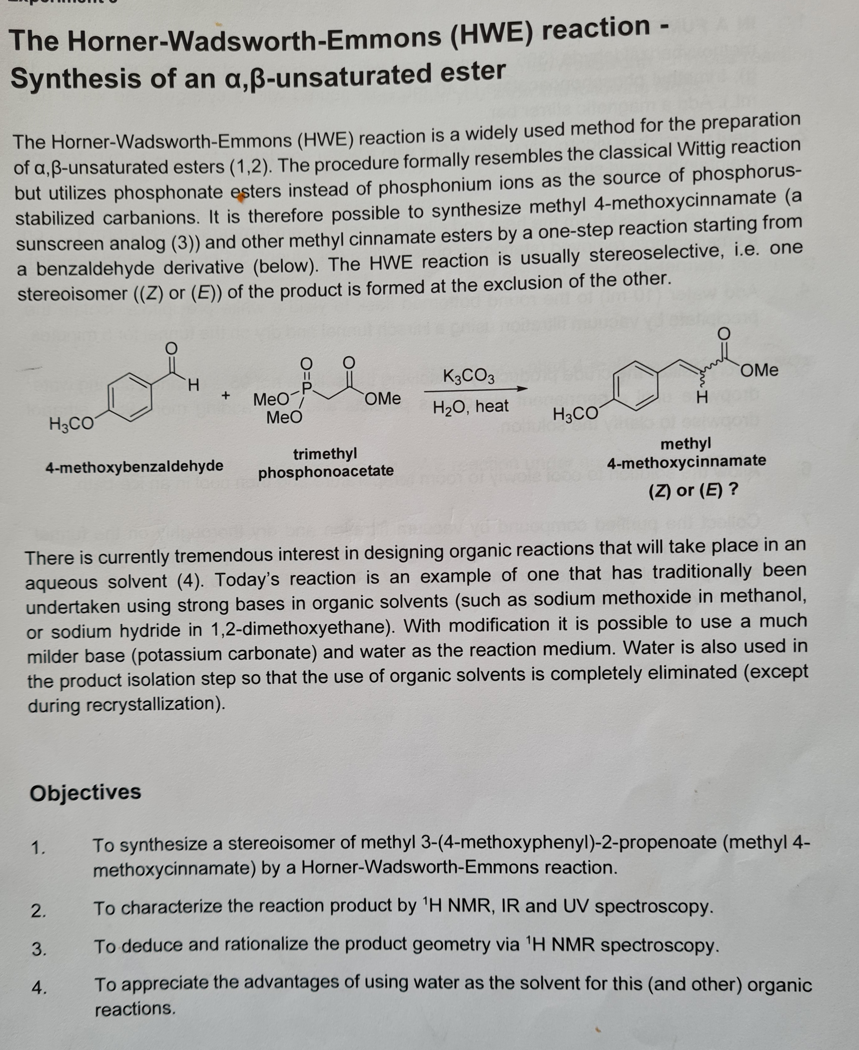 Solved The Horner-Wadsworth-Emmons (HWE) reaction Synthesis | Chegg.com