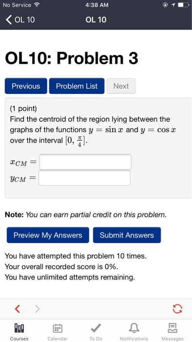 Solved No Service令 4:38 AM くOL10 OL 10 OL10: Problem 3 | Chegg.com