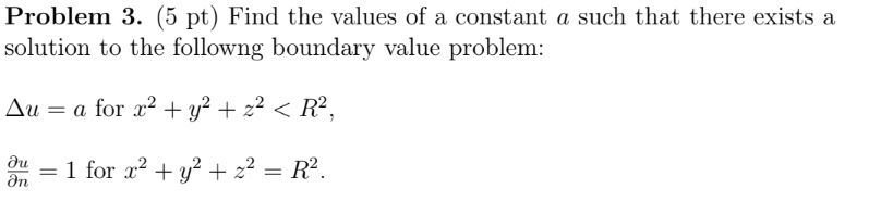 Solved Problem 3. (5 pt) Find the values of a constant a | Chegg.com