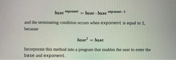 Solved 3. 18.9 (Recursive power Method) Write a recursive | Chegg.com