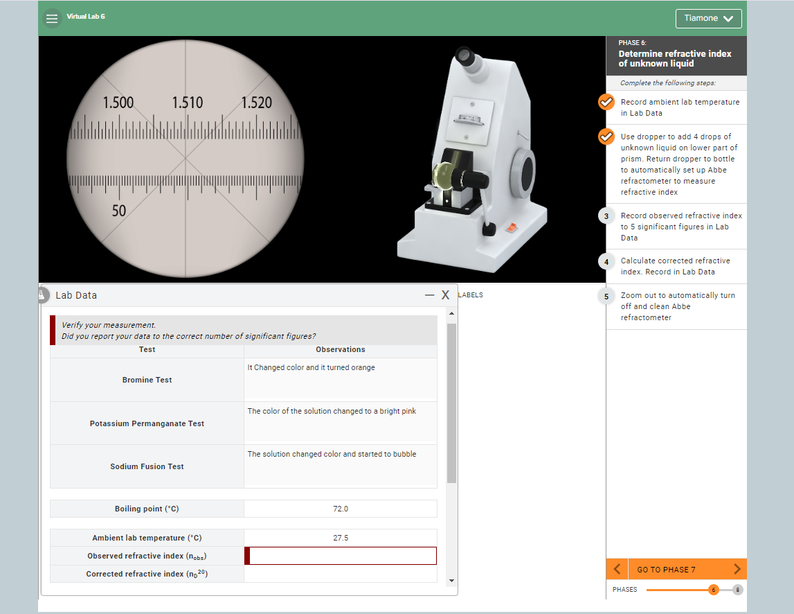 Solved Calculate corrected refractive index. Record in Lab | Chegg.com