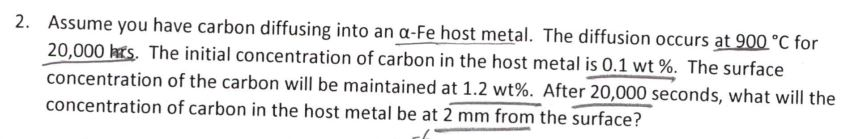 Solved 2. Assume you have carbon diffusing into an a-Fe host | Chegg.com