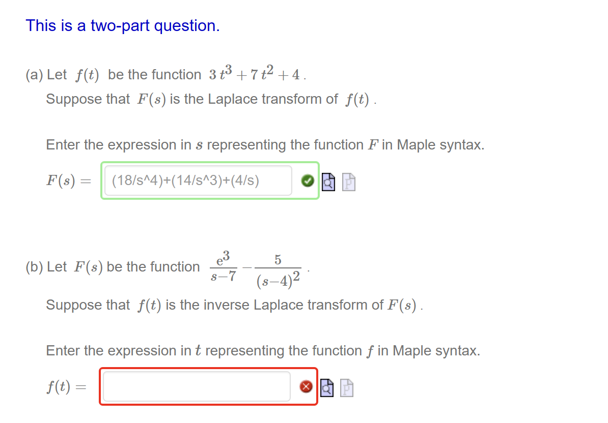 Solved This is a two-part question. (a) Let f(t) be the | Chegg.com