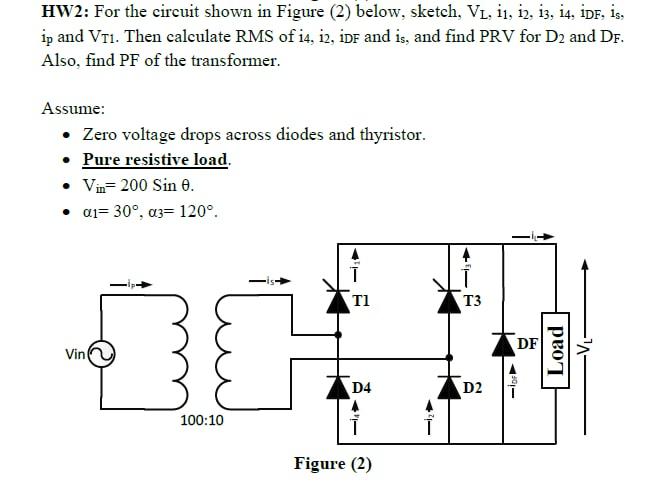 Solved HW2: For the circuit shown in Figure (2) below, | Chegg.com