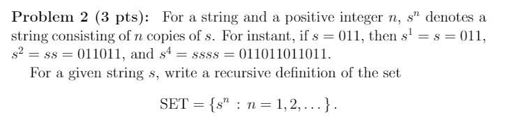 Solved Problem 2 (3 pts): For a string and a positive | Chegg.com