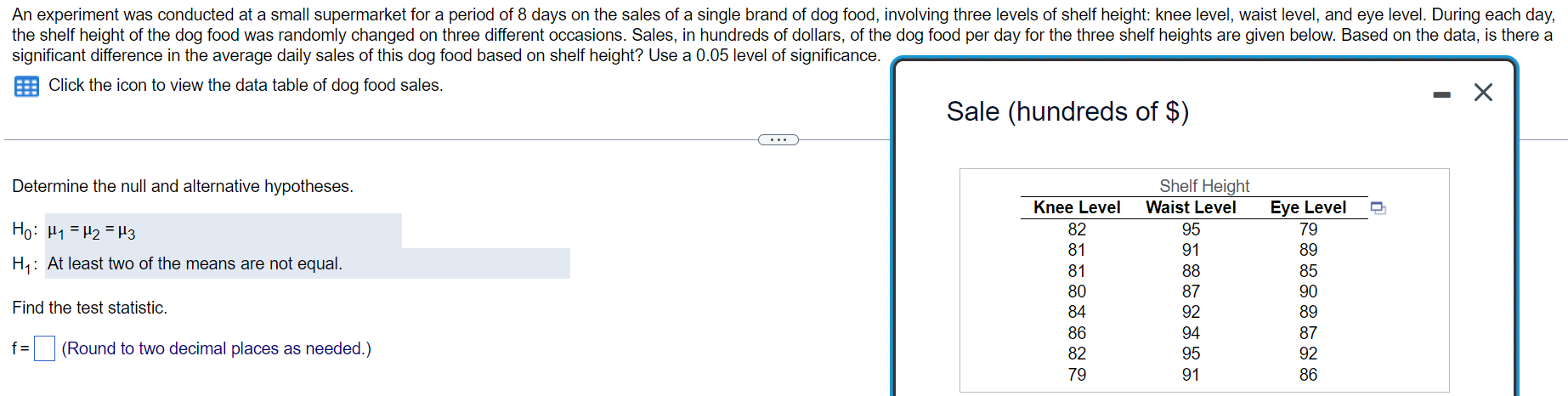 Solved Determine the test statistic.(f) Identify the | Chegg.com