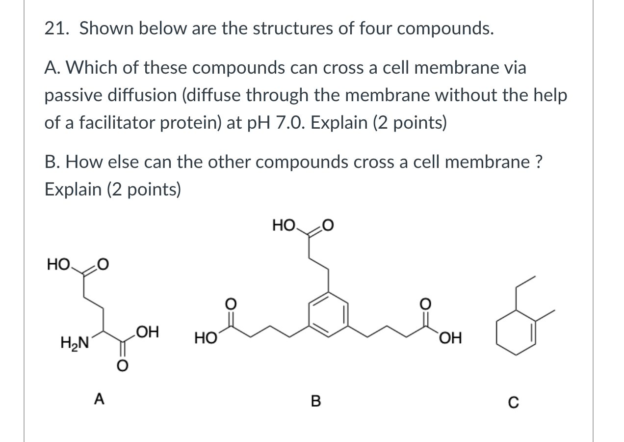 Solved 21. Shown below are the structures of four compounds. | Chegg.com