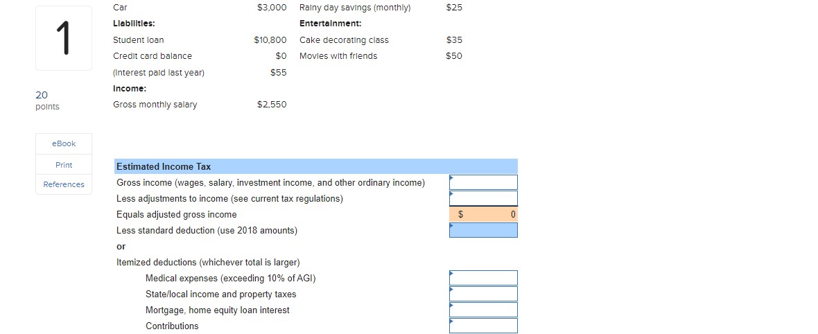 Solved Continuing Case 20. Income Tax Estimation Jamie Lee | Chegg.com